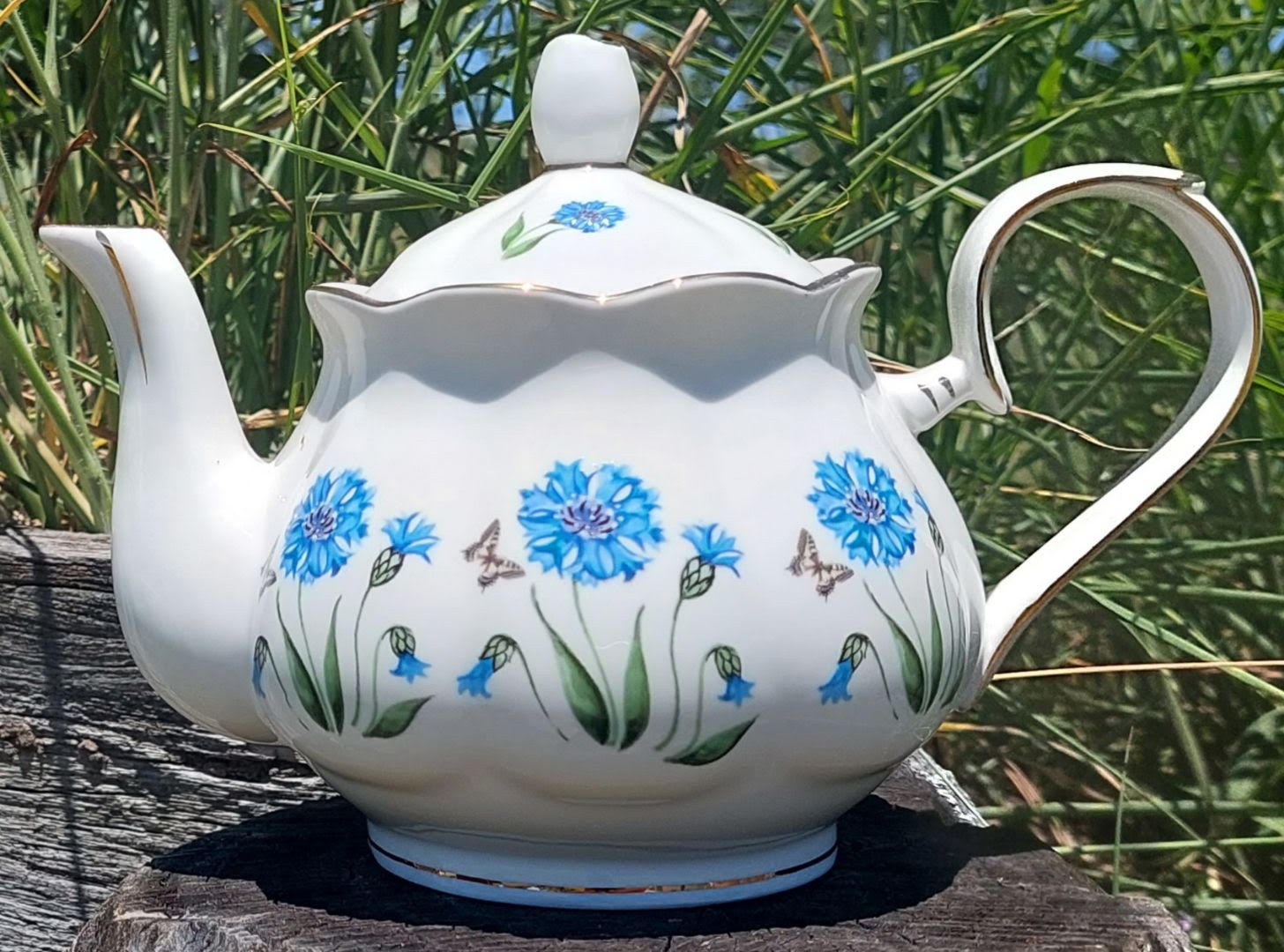 Blue Daisy 4 cup Teapot (Custom) [dtpbluedaisyteapot] : KH Pottery ...